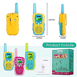 Obuby Toys for 3-12 Year Old Boys Walkie Talkies for Kids 22 Channels 2 Way Radio Gifts Toys with Backlit LCD Flashlight 3 KMs Range Gift Toys for Age 3 up Boy and Girls to Outside , Hiking, Camping
