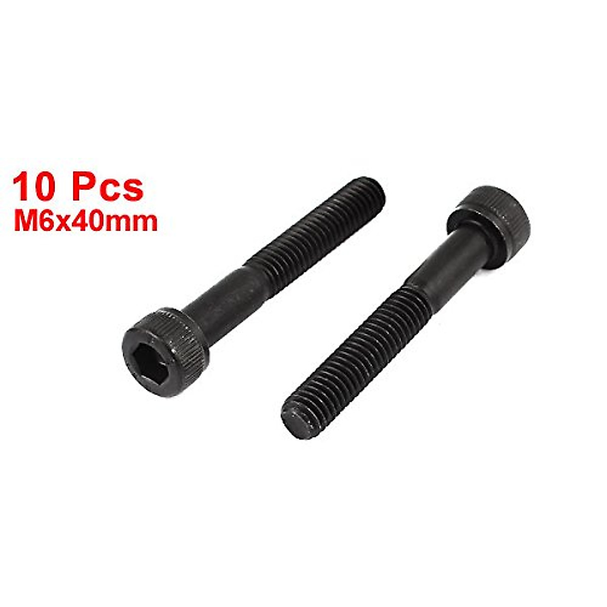 uxcell M6x40mm 12.9 Alloy Steel Hex Socket Screws Partially Threaded Bolt Black 10Pcs