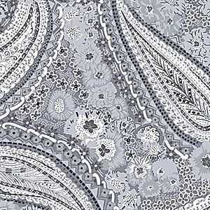 Vera Bradley Women's French Terry Quarter-zip Sweatshirt With Pockets (Extended Size Range), Citrus Paisley Gray, Large