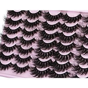 Mink Lashes Fluffy False Eyelashes Dramatic Mink Lashes with False Eyelash Applicator 3D Curly Fake Eyelashes 18-22mm 3 Different Style 21 Pairs Eye Lashes Pack by FANXITON