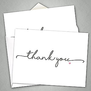 Thanks From The Heart Thank You Note Card Pack / 36 Thanks Greeting Cards With White Envelopes / 3 1/2" x 4 7/8" Generic Hearts Appreciation Blank Cards