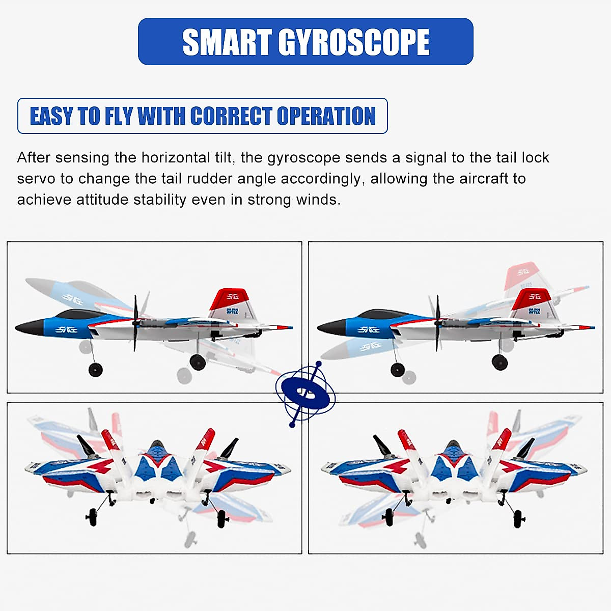 Leopmase RC Plane 4 Channel Remote Control Airplane Fighter, F-22 RC Plane Ready to Fly,Stunt Flying Upside Down,Two Rechargeable Batteries,Great Gift Toy for Adults or Kids