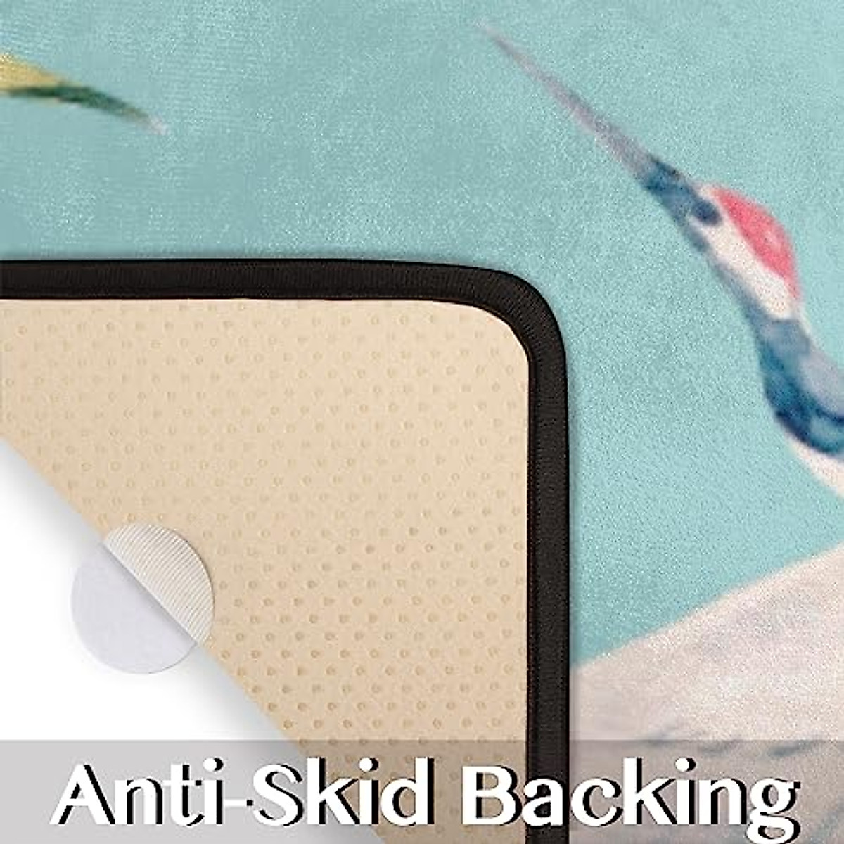 Red Heads Crane Kitchen Mat 2 PCS Waterproof Non-Slip Ergonomic Comfort Mat Anti Fatigue Kitchen Rug for Kitchen Floor Home Office Sink 47"X17"+29"X17" Inch