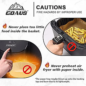 GOAUS Air Fryer 100 Pcs Rectangular Paper Liners Disposable for Dual Air Fryer with 2 Baskets 8 Qt and above, 8.6x5.5 inches Parchment Paper Rectangle, Fit Ninja DZ201 DZ401 IG651