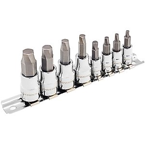 Powerbuilt 240094 8 Piece Zeon Metric Hex Bit Socket Set - with use for Damaged Fasteners, Standard, Rusted, Rounded Bolts, Size from 3mm to 10mm