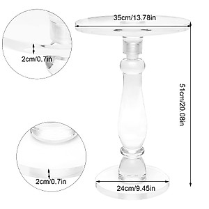 Gdrasuya10 Clear Acrylic Side Table End Table, Acrylic Pedestal End Table Small Accent Table with Solid Base Drink Table for Small Space Living Room, Bedroom, Balcony (14 inch)