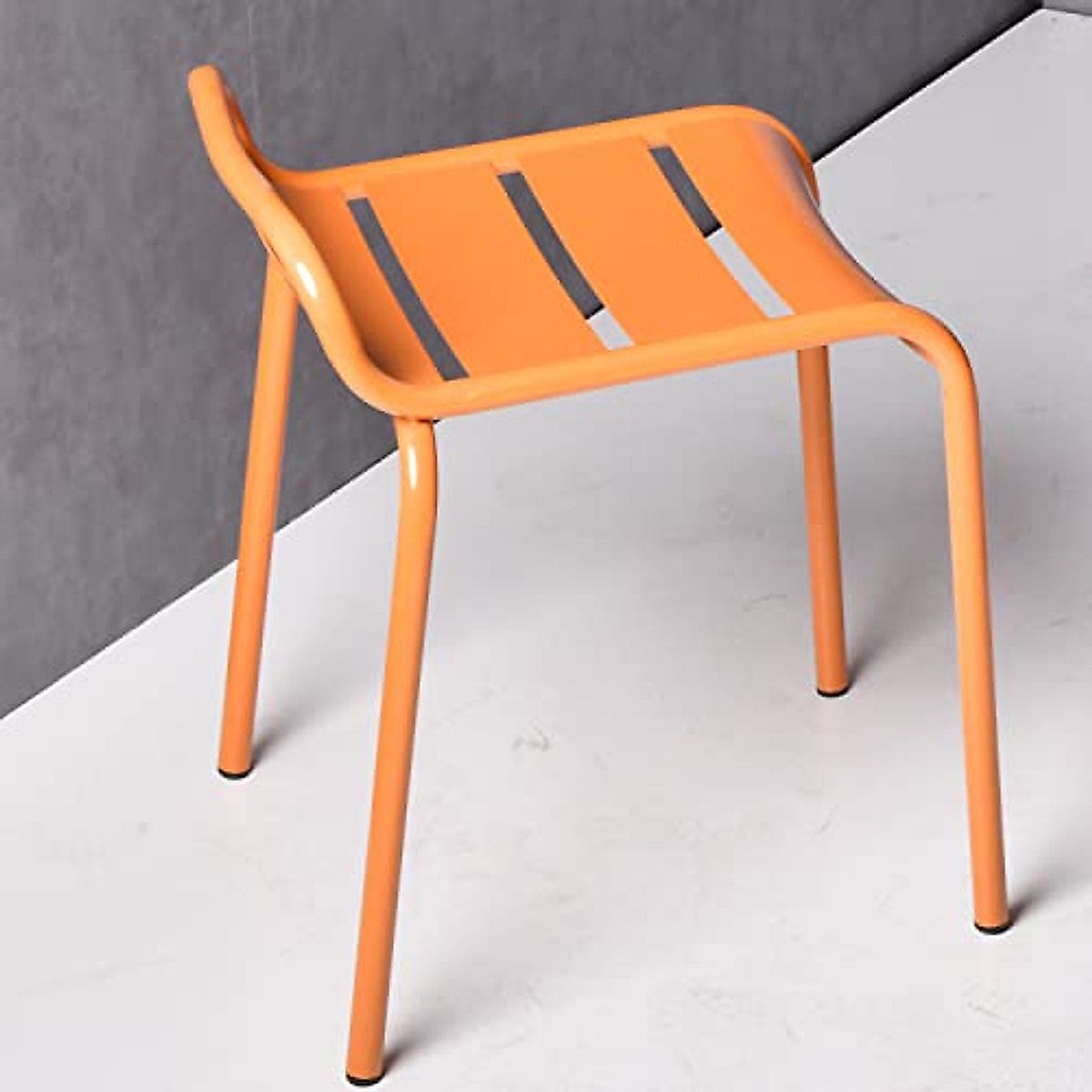 GWAREZ Set of 2 Modern Commercial Grade Chairs- Metal Stackable Bistro Kitchen Chairs-Backrest Chair for Bistro Cafe & Coffee Shop -E-Coating Rust Resistant-Low Back