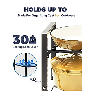 BRONYPRO Adjustable Pot and Pan Organizer for Small Cabinet , Rustproof Storage Organizer Rack for Cast-iron Pots Pans with 2 Slots, for Skillets, Frying Pan, Pot Lids, Kitchen Must Have (Black，2 Pieces)