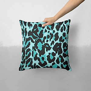 iiRov Vector Hot Turquoise Cheetah Print - Custom Decorative Home Decor Indoor or Outdoor Throw Pillow Cover Plus Cushion Set for Sofa, Bed or Couch (Pillow CASE Cover Plus Cushion)
