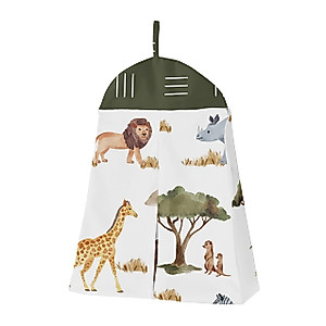 Sweet Jojo Designs Jungle Animals Baby Boy Girl Nursery 4pc Crib Bedding Set Dark Hunter Green Yellow Grey Rust Orange Black White Wildlife Safari Animal Elephant Giraffe Lion Monkey Leopard Cheetah
