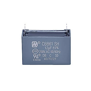 CBB61 Fan Capacitor 12uf 250VAC 50/60Hz Black Metallized Polypropylene Capacitor 50/60Hz (2 Pack)