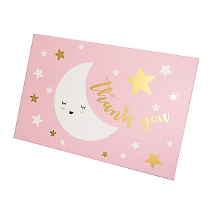 Gooji 4x6 Gold Foil Baby Starry Night Thank You Cards (Bulk 36-Pack) Matching Peel-and-Seal White Envelopes | Assorted Set, Watercolor Graphics | Baby Shower, Birthday Party, Blank Notes