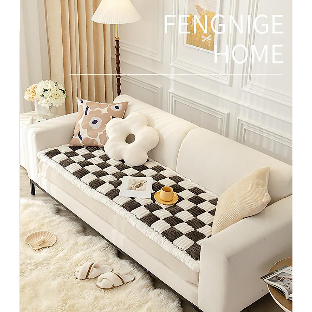 TaLcuS Cat Mat Couch Cover, Cream-Coloured Large Plaid Square Funnyfuzzy,Dog Blankets for Large Dogs, Waterproof Blanket Dog Bed Cover Pet Blanket (Color : F, Size : 70 * 180cm)