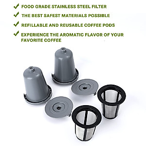 2PCS Reusable Coffee Filter Cups, Compatible with SS-RFC Single Serve Brewer Coffe maker, Gray Home Barista Filter Cup, BPA-Free Refillable Cup Coffee Filter