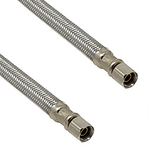 Braided Stainless Steel Ice Maker Water Supply Hose - 10 Ft - Universal 1/4" Connectors from Kelaro