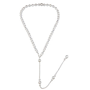 1PCS Exquisite Imitation Pearls Necklace Sexy Tassel Backdrop Necklace Long Body Chain Pendant Backless Dress Accessories Decoration Bikini Bodychain for Women Girls Wedding Brides and Prom