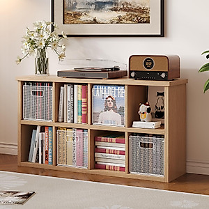 JKsmart Storage Cubes, Basket for Shelves with Handles, Set of 4 Storage Bins, Foldable Baskets for Organizing Toys, Books 10.5x10.5x10.5inch, Multipurpose Storage for Cabinet Bookcase, White