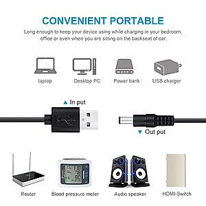Swert USB 5V to DC 12V Converter Power Cable + 8 Interchangeable Plugs Connectors Adapter Compatible with Router,Mini Fan,Speaker and More Devices