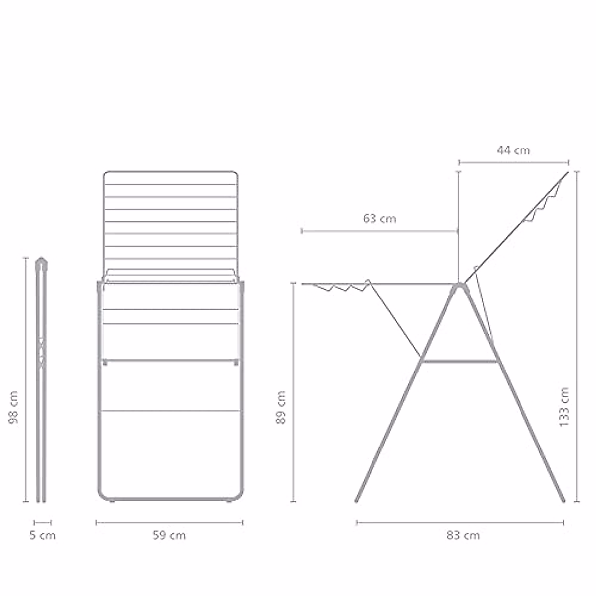 Brabantia HangOn Laundry Drying Rack (20m / Fresh White) Compact, Foldaway, Adjustable Indoor Stainless Steel Clothes Horse