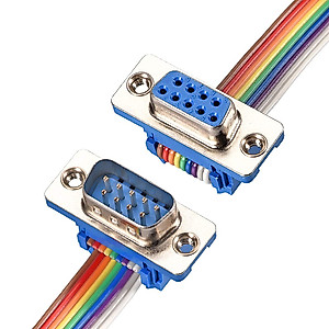 uxcell IDC Rainbow Wire Flat Ribbon Cable DB9 Male to DB9 Female Connector 2.54mm Pitch 19.7inch Length