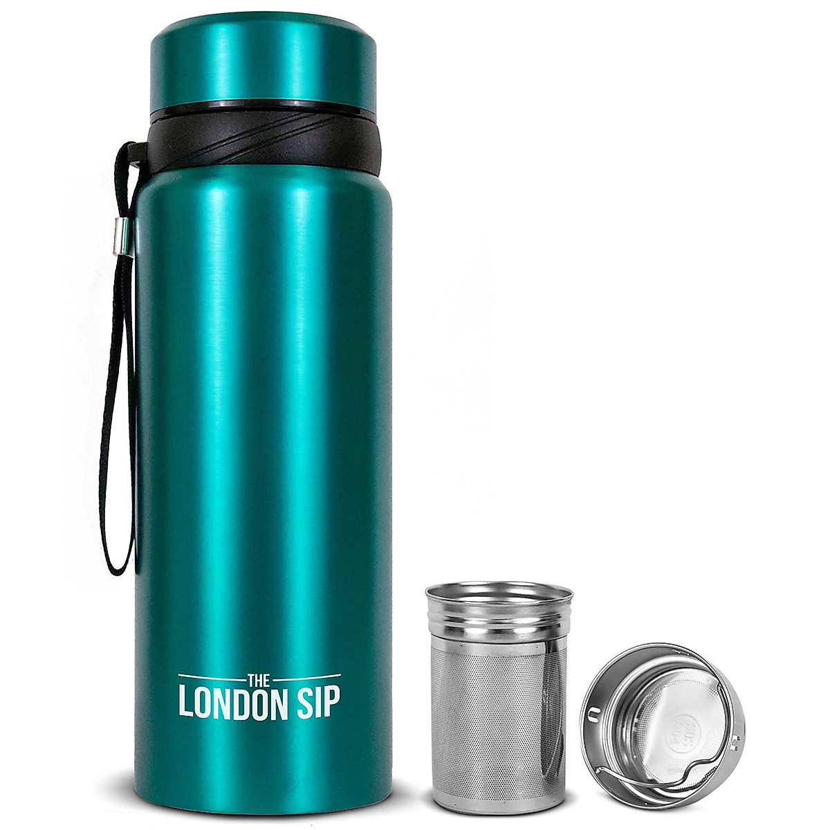 Here & Now Supply Co. 25 oz Multi-Function Travel Mug and Tumbler | Tea Infuser Water Bottle | Fruit Infused Flask | Hot & Cold Double Wall Stainless Steel Coffee Thermos (Celestial Blue)