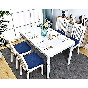 COSNUOSA Kitchen Chair Cushions Dining Chair Cushions with Ties Non Slip Kitchen Dining Chair Pads Seat Cushion Set 17 x 16 Inches Navy Blue 4 Pcs