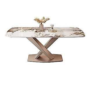 LITFAD Modern Rectangle Dining Table Set 7 Pieces Home Furniture Dinette Table Set with Metal Base Kitchen Table Set Restaurant Table and Chairs Set of 6-7 Pieces: Table with 6 Chairs