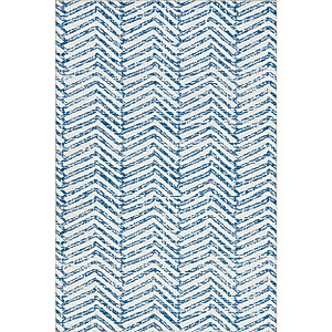 nuLOOM Rosanne Machine Washable Geometric Area Rug, 8' x 10', Blue, Rectangular, 0.1" Thick