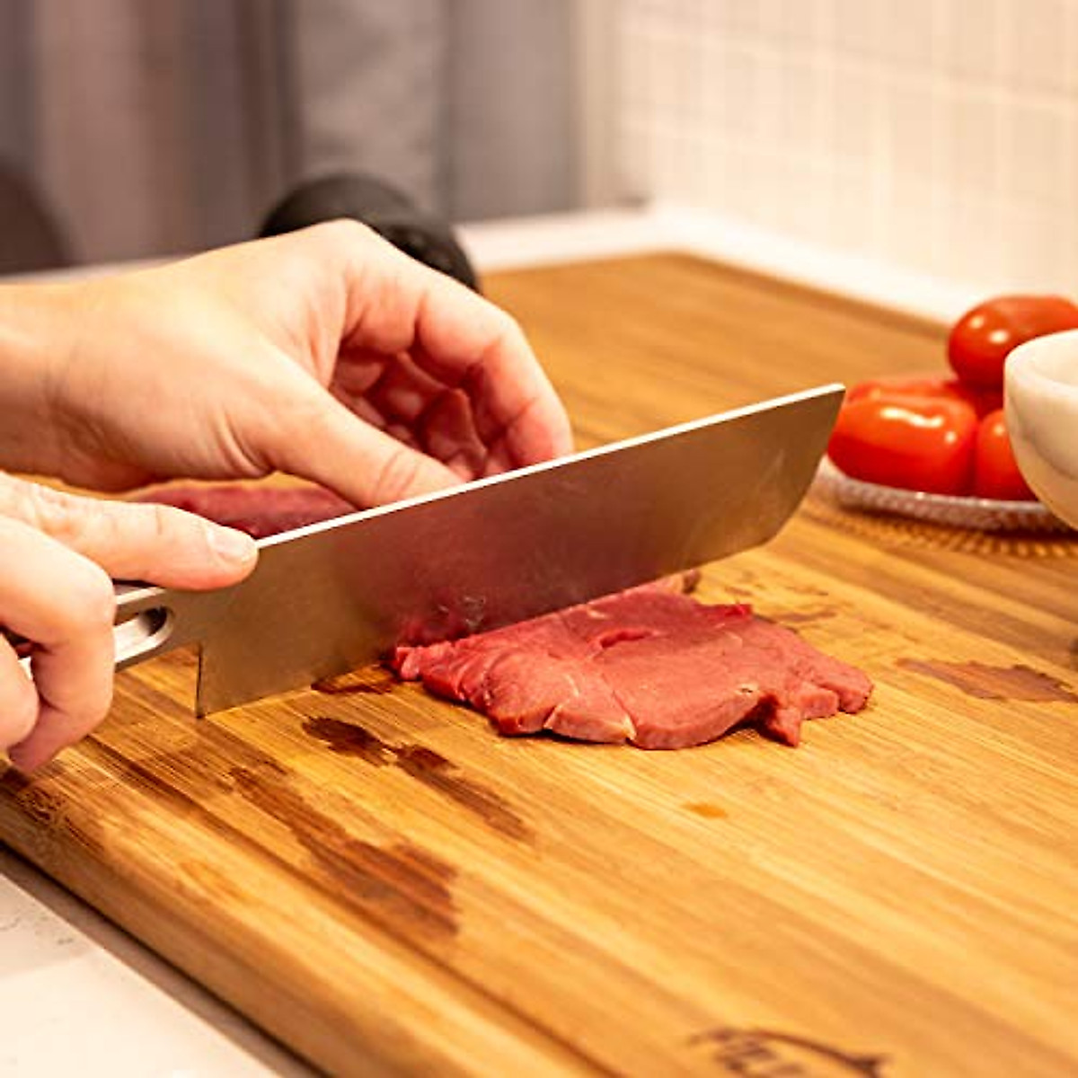 Pureboo Premium Organic Extra Large Bamboo Cutting Board/Serving Tray/Chueteria - 31.5"W x 18"D x 0.75"H - XL Drip Groove - Heavy Duty Chopping Board - Butcher Block