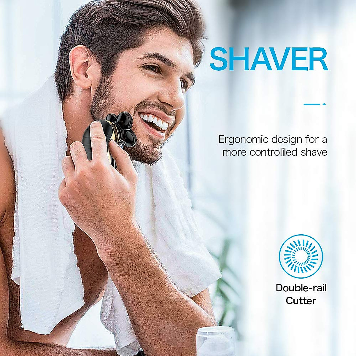 Head Shavers for Bald Men-Flowind Electric Razor for Men with LED Display, Faster-Charging 5D Floating Waterproof Mens Shaver with Hair Clippers,Nose Hair Trimmer Gold…