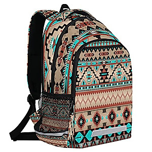 Funky Qiu Abstract Aztec Navajo Stripe Backpack for Woman Man Girls Boys Causual School Bookbag Durable Lightweight Laptop Backpack Daypack for Travel Hiking College