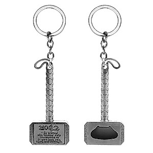 VNFLY Hammer Keychain Bottle Opener, Beer Gifts Bottle Opener for Men, Husband, Dad, Grandpa, Boyfriend (Silver)