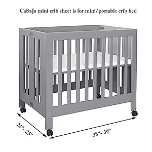 CaSaJa Microfiber 3 Pack Mini Portable Crib Sheets, Pack N Play Sheets with Comfy Napping Surface for Baby, Silky Soft Playard Playpen Sheets Set, Fits 24" x 38", Green + Light Grey + White