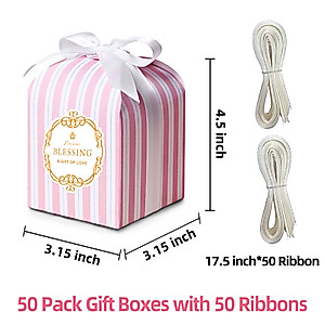 iyunchao Pink Party Favor Boxes 4.5x3.15x3.15 Inch (50 Pack), Treat Boxes Party Favors for Birthday Party Wedding Baby Shower, Cute Cookie Box for Kids Boys Girls