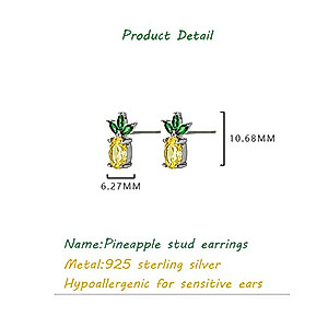 Rnivida 925 Sterling Silver Pineapple Stud Earrings, Pineapple Jewelry, Pineapple Gifts for Women (Pineapple)