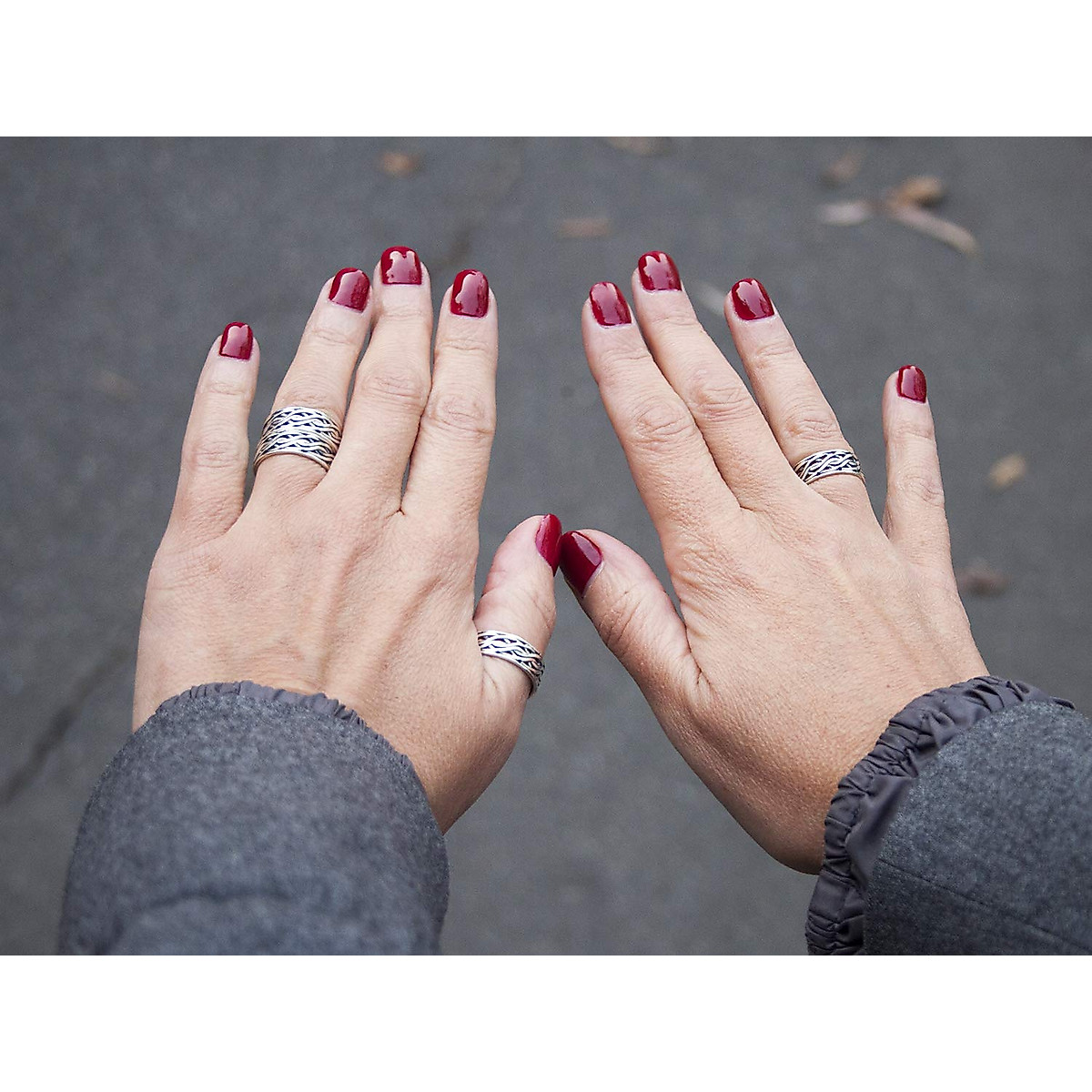 Endless Irish Celtic Knot Band Ring Oxidized 925 Sterling Silver Viking Wedding Eternity Rings Unisex Woven Thumb Ring/Norse Nordic Jewelry for Men Women (8)