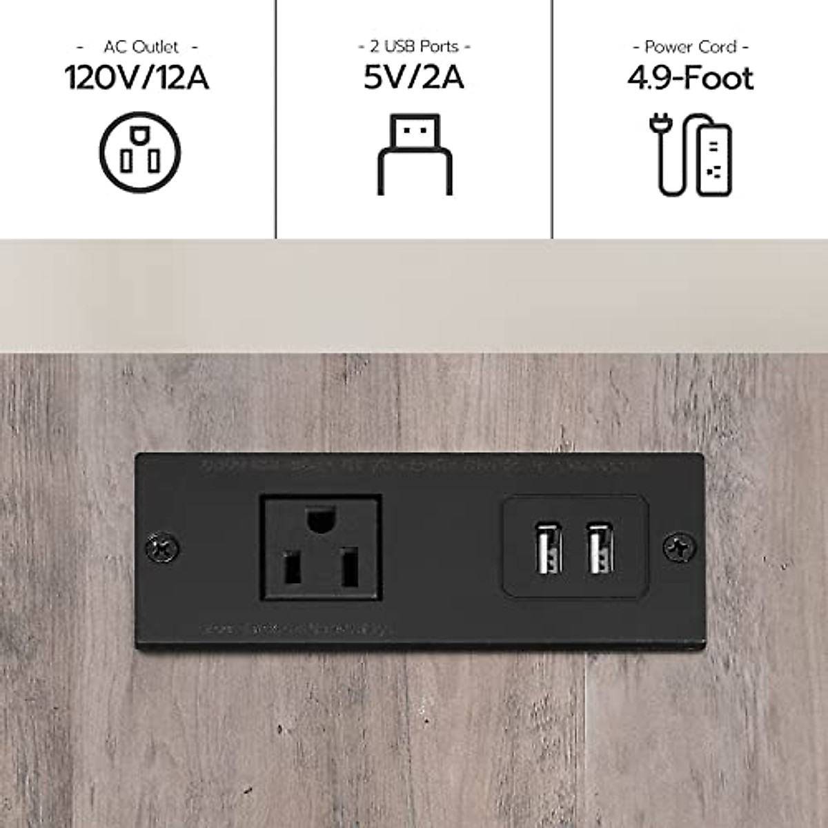 HOOBRO Set of 2 Side Tables with Charging Station and USB Ports, 3-Layer Stackable Nightstands, End Tables for Small Spaces in Bedroom, Living Room, Industrial Style, Greige and Black BG10UBZP201