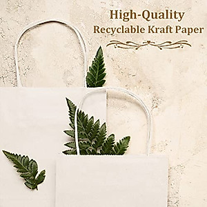 Poever White Paper Bags with Handles 10x5x13 Kraft Gift Bags 100 PCS Bulk, Large Shopping Bags Party Favor Bags Goodie Bags Grocery Bags Merchandise Bags for Packaging Products Recyclable