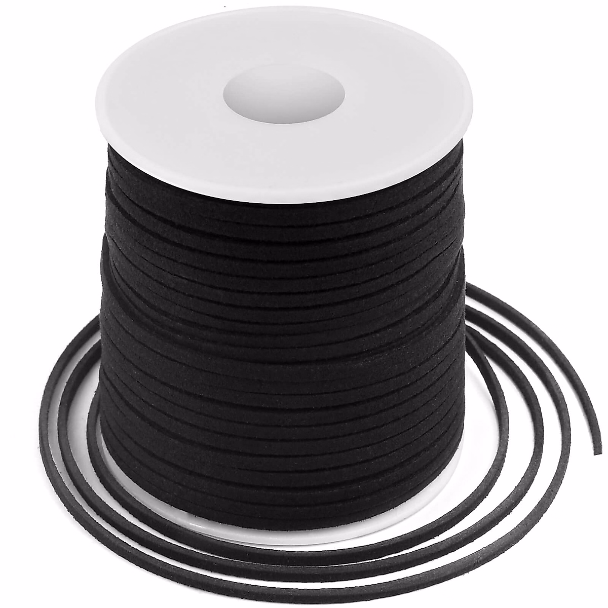 Leather String, Flat Suede Cord Faux Leather Cord Thin Leather Lace for Bracelets, Necklaces, Jewelry Making and Art Crafts (2.7 MM Black)