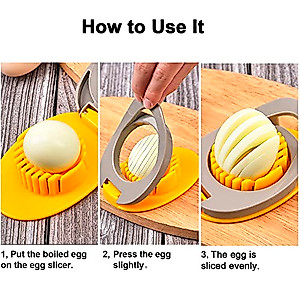 Egg Slicer for Hard Boiled Eggs, Egg Cutter Strawberry Slicer, Heavy Duty Stainless Steel Wire Egg Cutter for Hard Boiled Eggs/Soft Fruits/Butter/Mushroom by Meboltpan (Yellow)