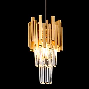 Faibra Gold Crystal Pendant Light 1-Light Mini Modern Luxury Crystal Pendant Light for Dining Room, Bedroom, Kitchen, Living Room