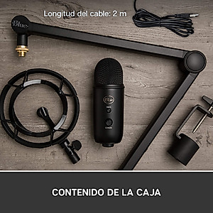 Blue Yeticaster Professional Broadcast Bundle with Yeti USB Microphone, Radius III Shockmount and Compass Boom Arm (Renewed)