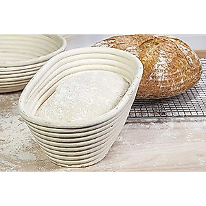 7 Inch Premium Oval Banneton Basket With Liner Perfect Rattan Brotform Dough Proofing Baskets For Making Beautiful Bread Set Of 2