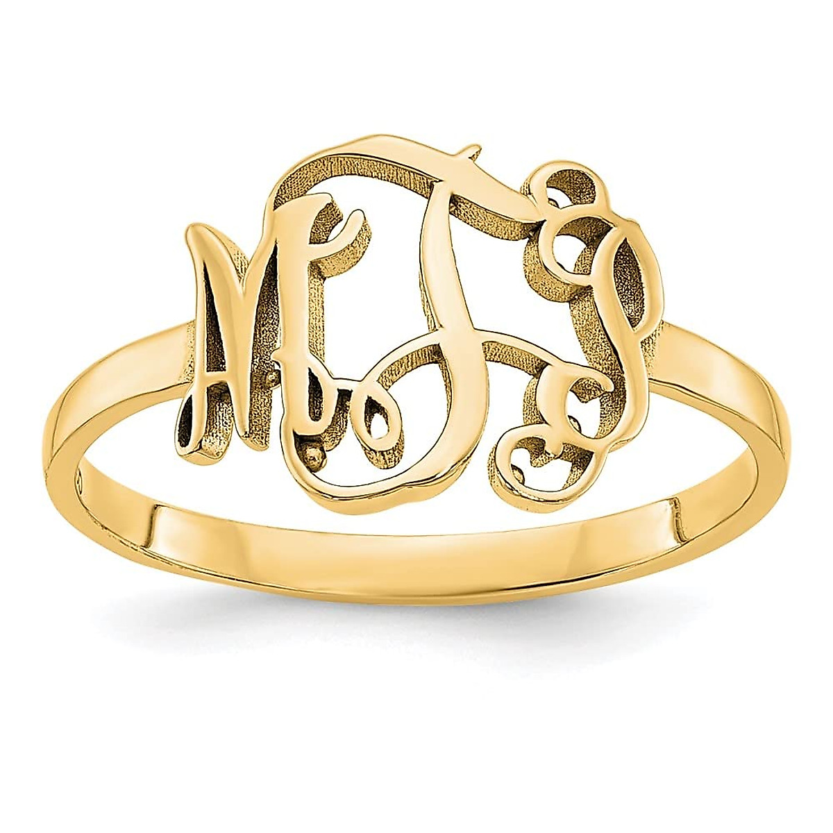 10KY Polished Monogram Ring