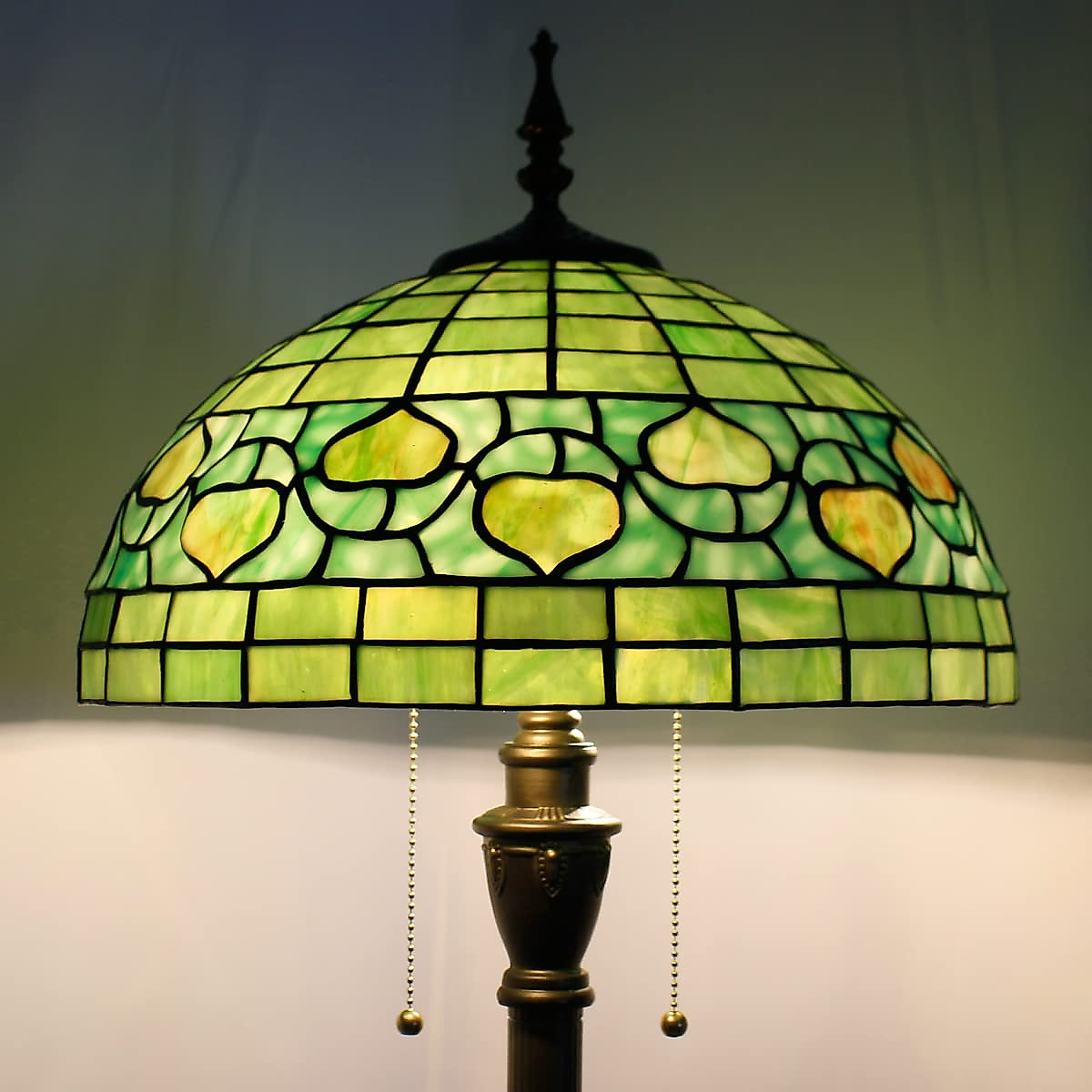 ZJART Tiffany Floor Lamp Green Stained Glass Apple Style Reading Lamp W16H70 Inch Tall Antique Standing Pole Light Bronze Finsh, Bright Lighting Decor Home Corner Living Room Bedroom Office