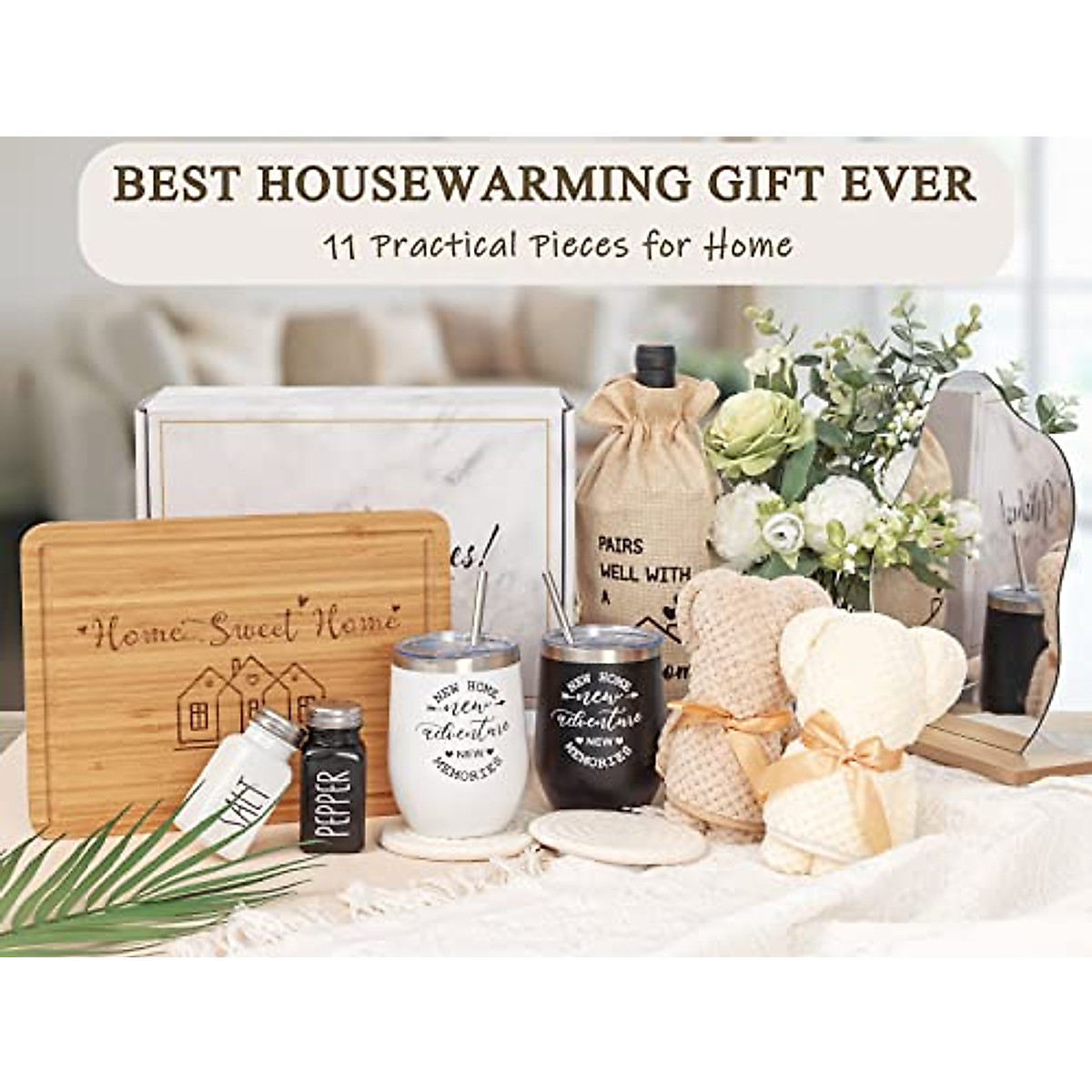 House Warming Gifts New Home(11 Piece Set), Unique Housewarming Gift Baskets for Couples, Clients, Women, New Home Gift for Home, Closing Gifts for Home Buyers, First Home Gift Ideas, New Apartment