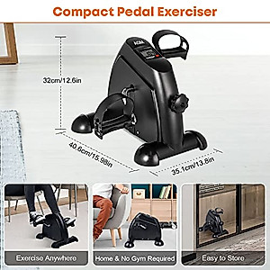 Mini Exercise Bike, AGM Under Desk Bike Pedal Exerciser Foot Cycle Arm & Leg Peddler Exerciser Machine with LCD Screen Displays (Black)