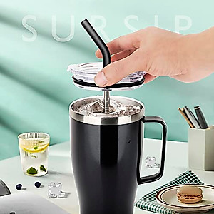 Sursip 32 oz Insulated Tumbler with Handle and Straw Lid, Vacuum Stainless Steel Cup, Keep Drinks Cold/Hot, Dishwasher Safe, Fit in Car Holder, Travel Coffee Mug for Home/Office/Party/Camping (Pink)