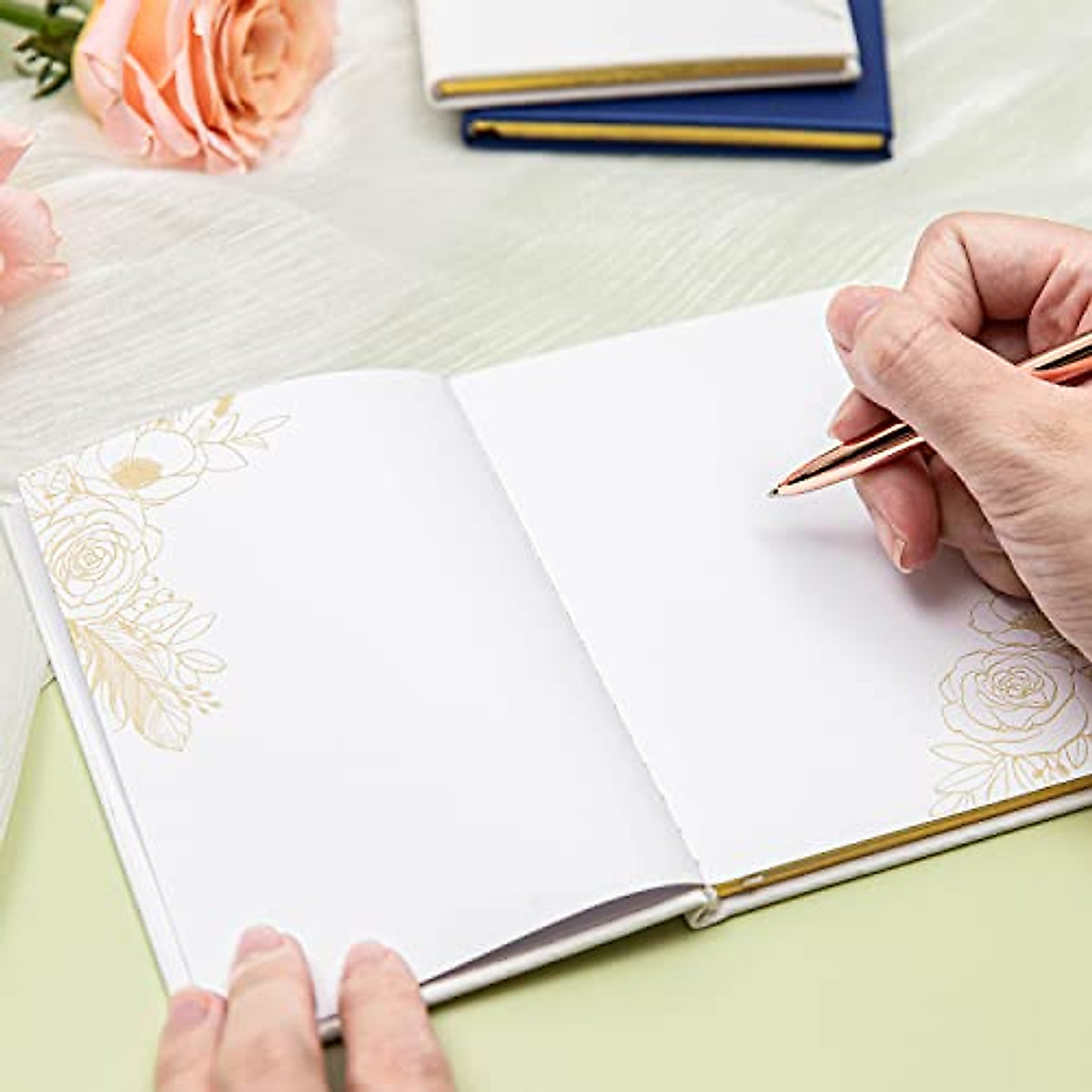 COFICE Vow Books for Wedding, His and Hers Marriage Vows to Remember Renewal Brides Journal, Leather Hardcover Booklet Keepsake, Bridal Shower Gift, Set of 2,White & Navy Blue