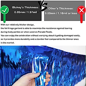 Blukey Thick 10 Feet by 15 Inch Royal Blue Foil Fringe Garland - Pack of 6 | Shiny Metallic Tinsel Banner for Parade Floats, Bridal Shower, Wedding, Birthday, Christmas | Wall Hanging Drapes (6)